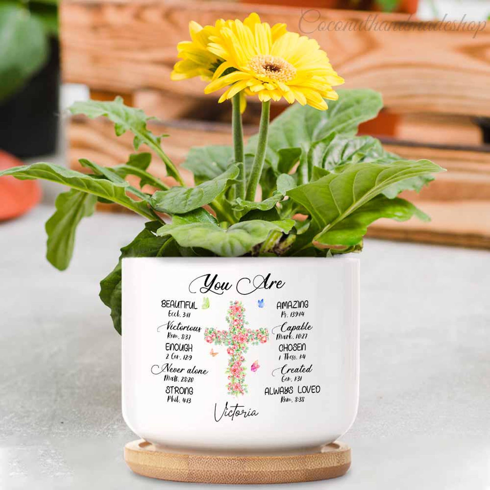 Custom Bible Verse Plant Pot Gift With Name, Inspirational Bible Verse ...