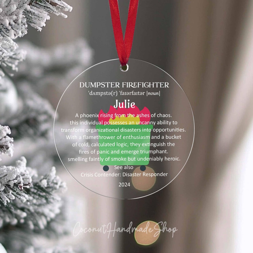 Funny Dumpster Firefighter Ornament for Boss, Custom Manager Funny Xmas ...