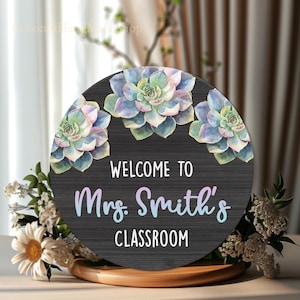 Teacher Succulents Door Sign, Teacher Name Succulents Door Sign ...