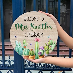 Teacher Succulents Door Sign, Teacher Name Succulents Door Sign ...