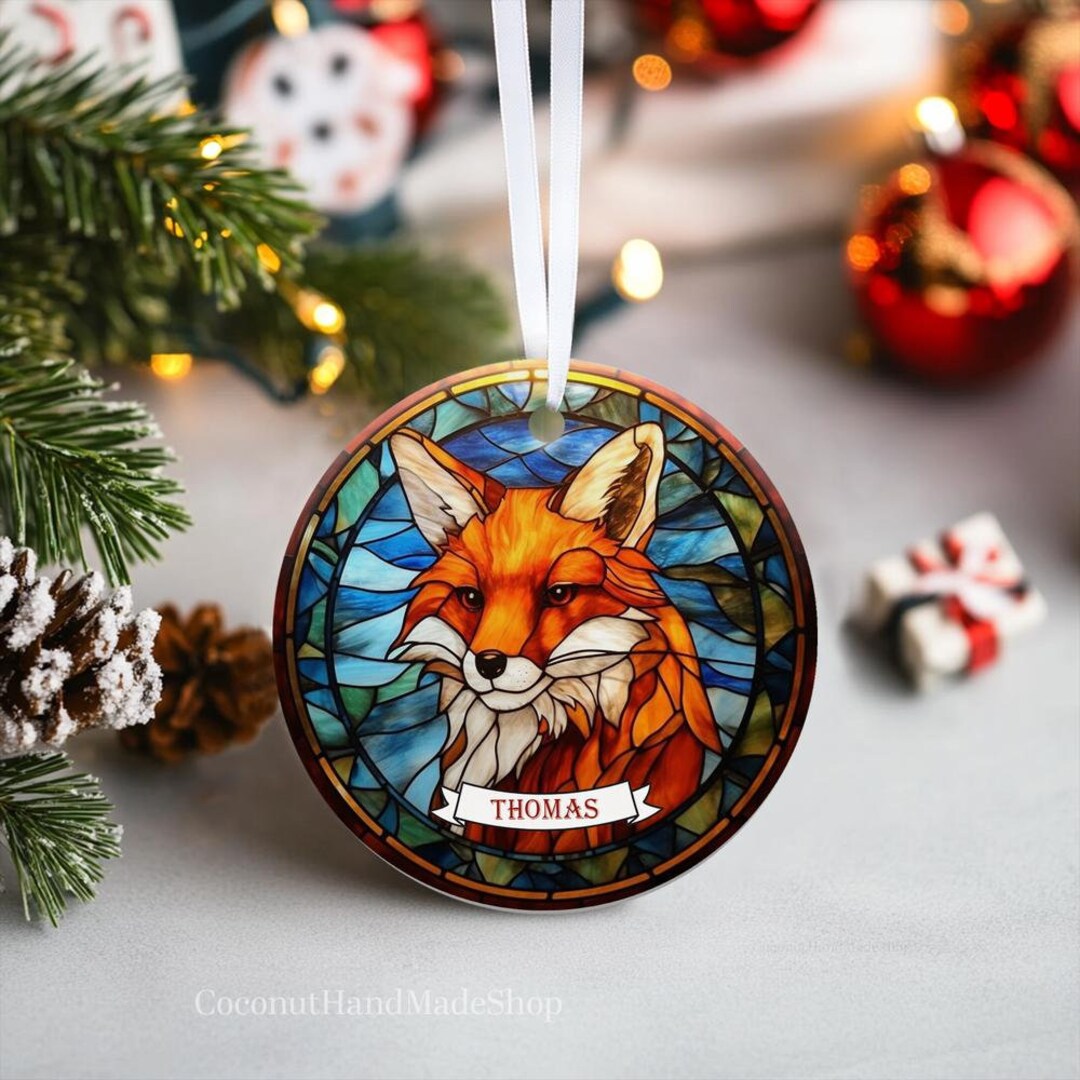 Custom Stained Glass Fox Christmas Ornament, Fox Ornament Gifts ...