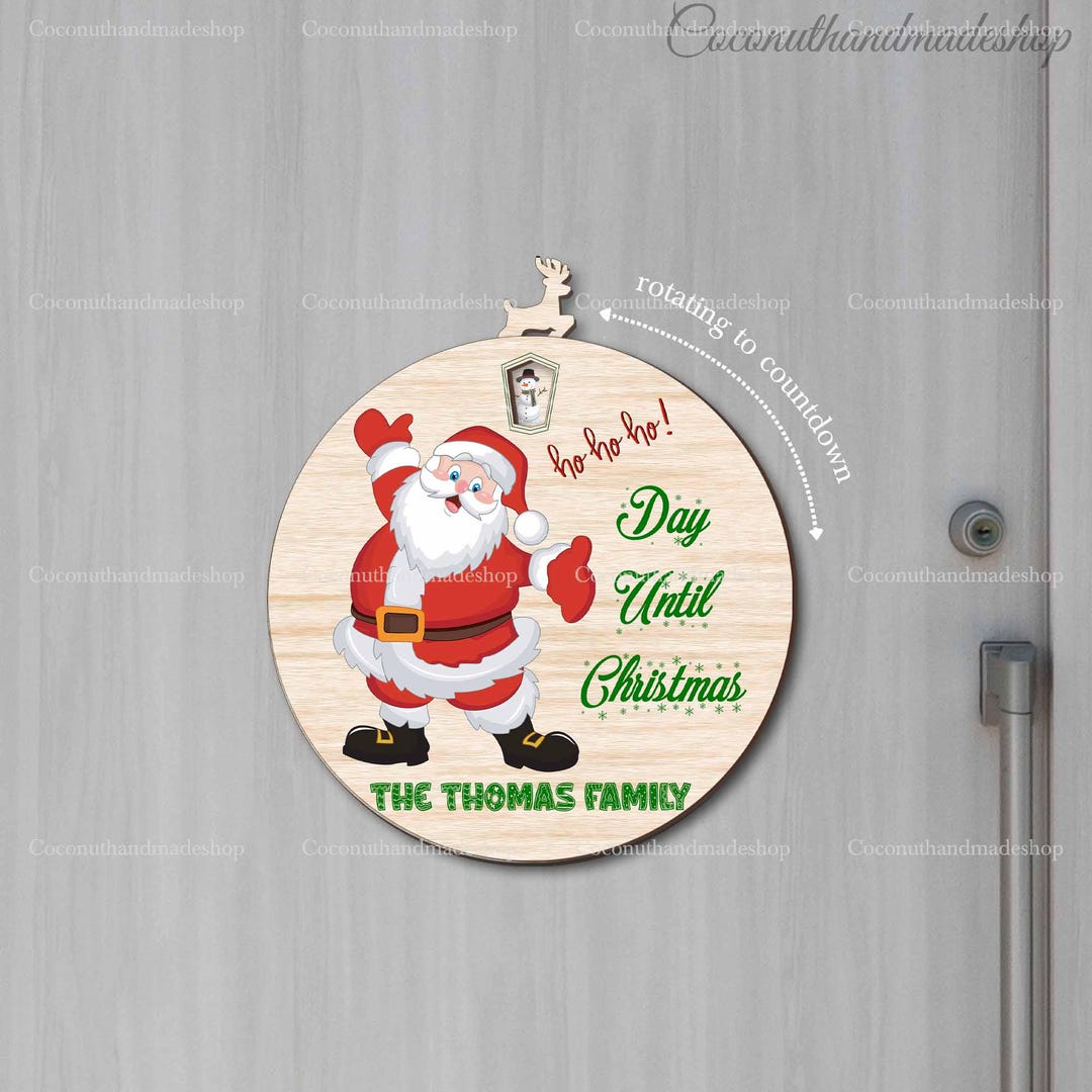 Christmas Santa Countdown Calendar Spinner, Rotating Home Sign ...