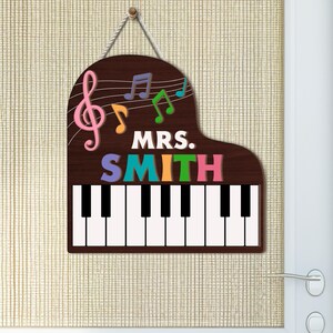Music Teacher Door Sign 3D Laser Cut, Personalized Wooden Sign Music ...