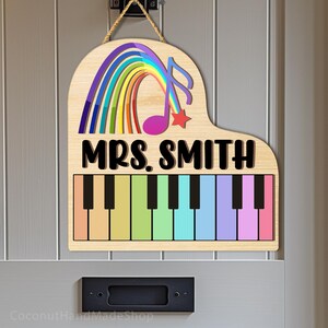Music Teacher Door Sign 3D Laser Cut, Personalized Wooden Sign Music ...
