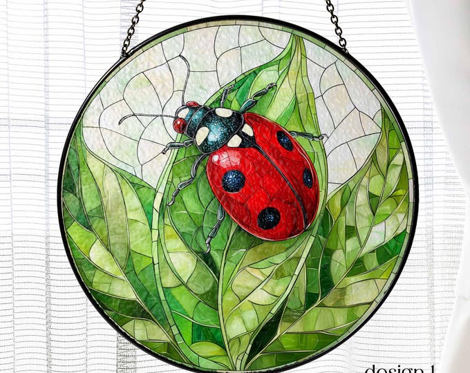 Ladybug Stained Glass Suncatcher, Red Lucky Charm Window Decor, Good ...