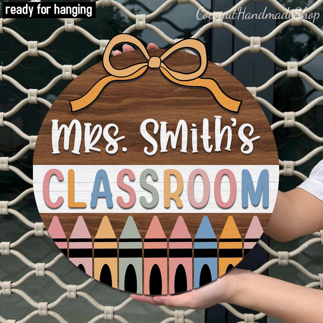 Teacher Door Hanger Sign, Welcome to Classroom Sign, Teacher Name Sign ...