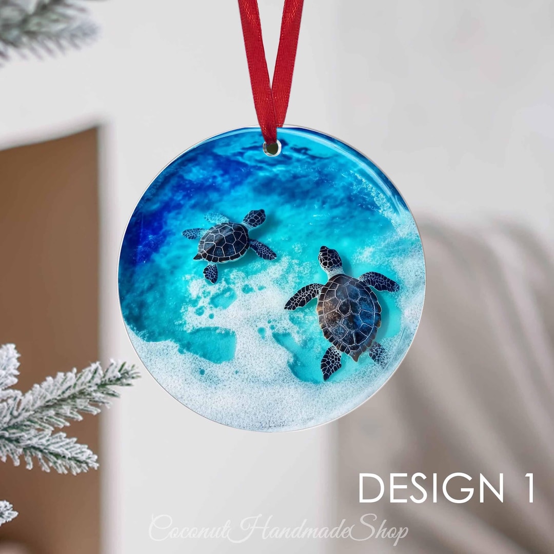 Turtle Christmas Ornament, Beach Christmas Ornament, Ocean Lover Gift ...