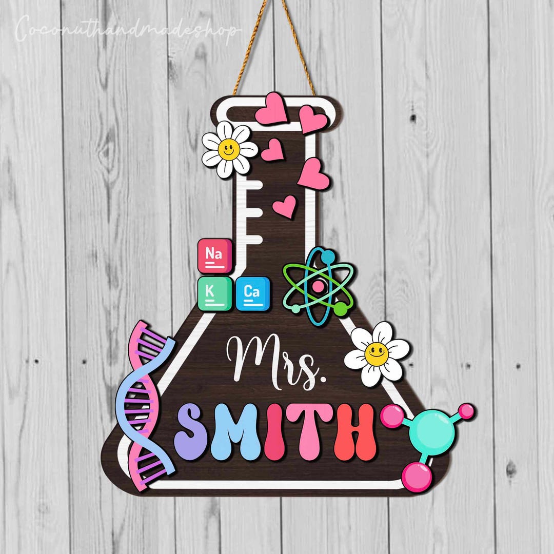 Custom 3D Science Teacher Name Sign, Personalized Science Teacher Sign ...