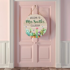 Personalized Teacher Cactus Door Sign, Potted Plants Classroom Door ...
