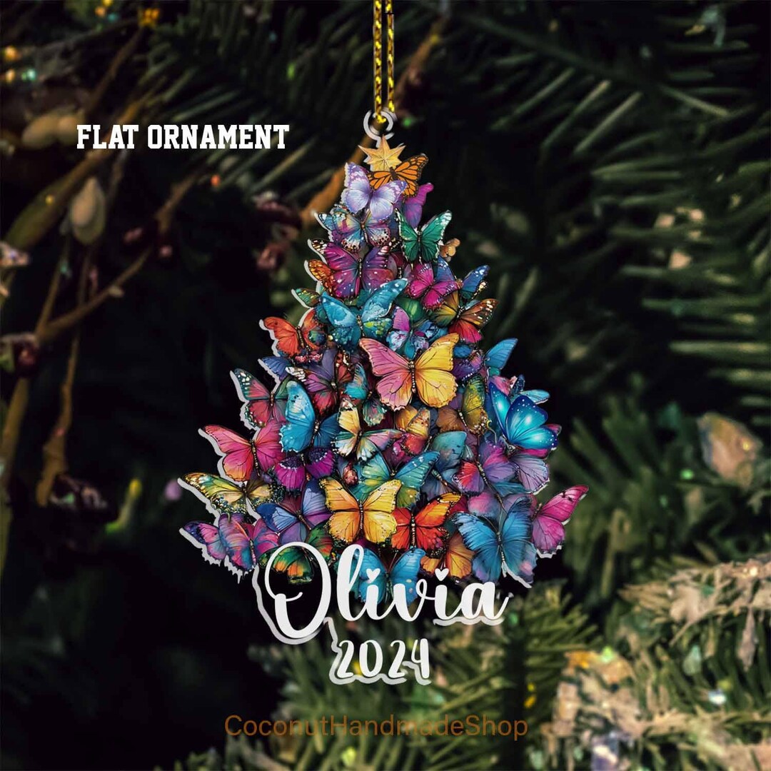 Personalized Butterfly Christmas Tree Ornament, Colorful Butterfly ...