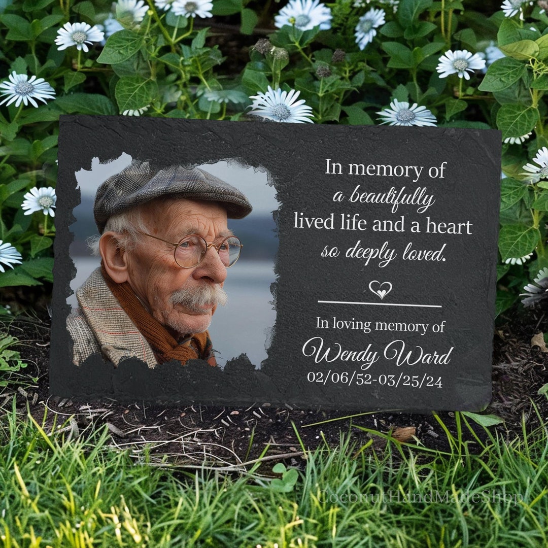Photo Grave Marker Personalized, Outdoor Memorial Plaque, Remembrance ...