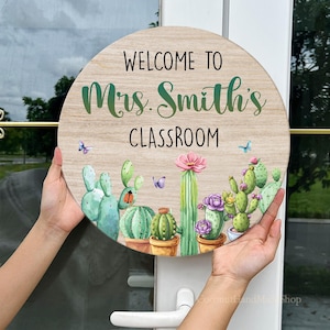 Teacher Succulents Door Sign, Teacher Name Succulents Door Sign ...