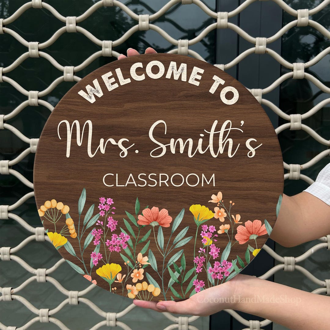 Personalized Classroom Wooden Sign, Custom Teacher Door Sign, Teacher ...