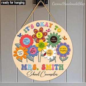 School Counselor Door Sign, Wooden Door Hanger for Counseling Room ...