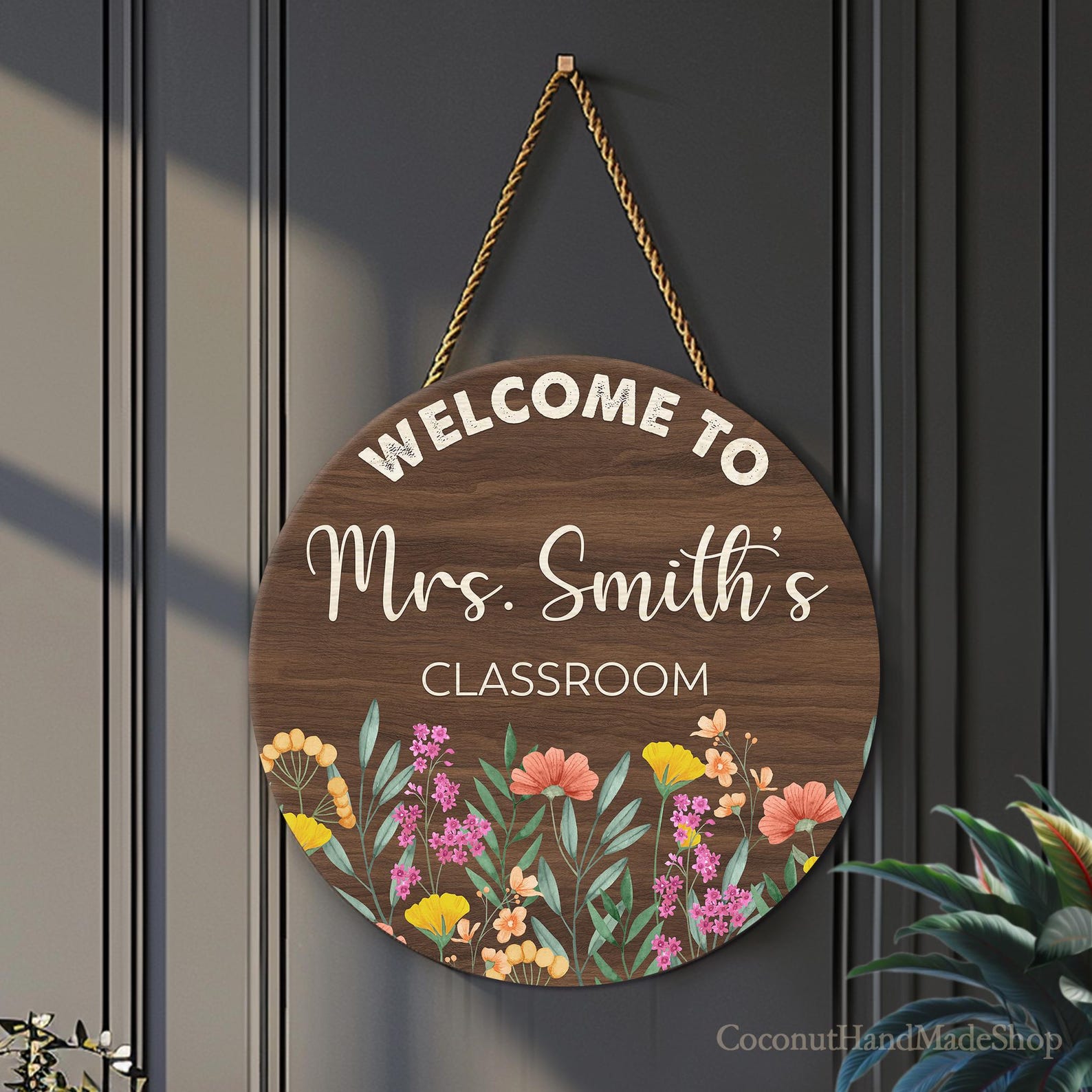 Personalized Classroom Wooden Sign, Custom Teacher Door Sign, Teacher ...