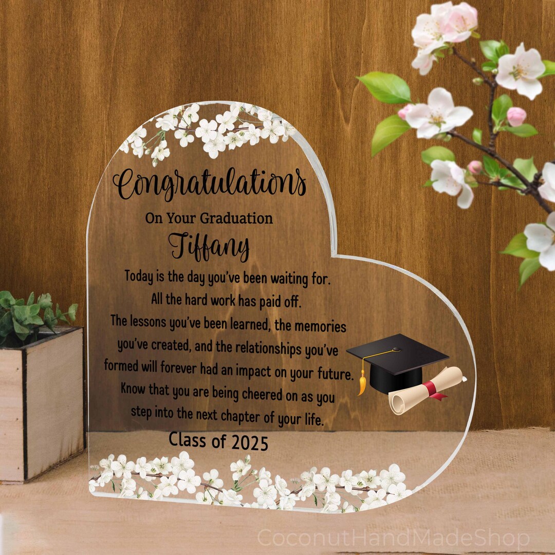 Personalized Graduation Heart Acrylic Plaque, Graduation Gift for Her ...