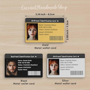 Custom Couple Photo Metal Card, Boyfriend/girlfriend Identification ...