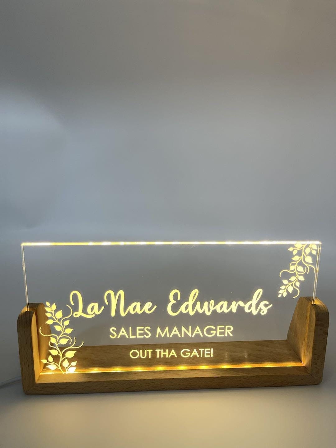 Customized Name Desk Plate LED Light, Personalized Office Desk Light ...