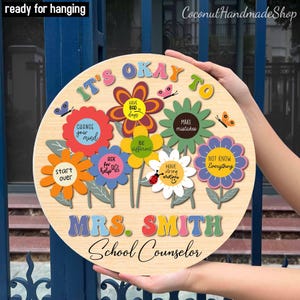 School Counselor Door Sign, Wooden Door Hanger for Counseling Room ...