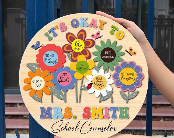 School Counselor Door Sign, Wooden Door Hanger for Counseling Room ...