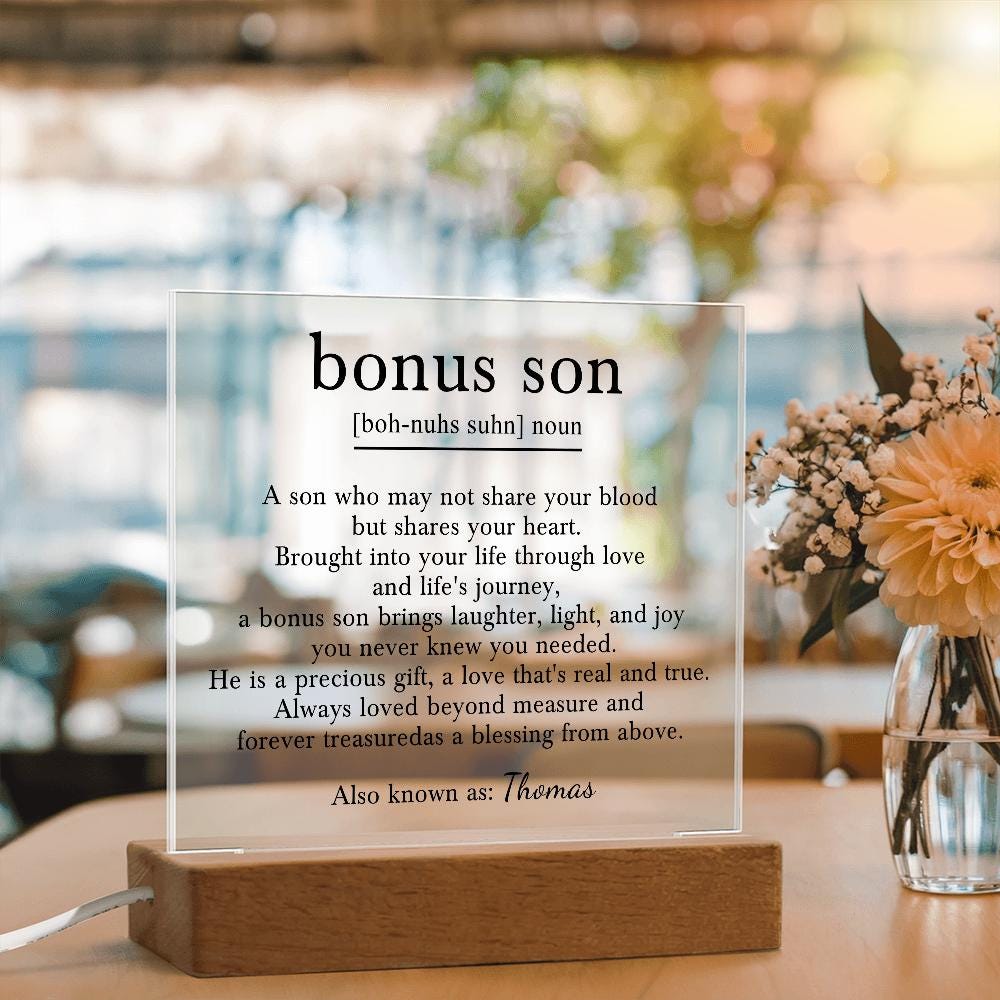 Personalized Bonus Son Acrylic Plaque, Custom Plaque Gift for Bonus Son ...