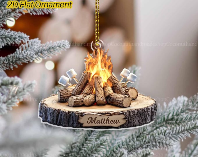 Personalized Campfire Christmas Ornament, Custom Camping Gift 2025 ...