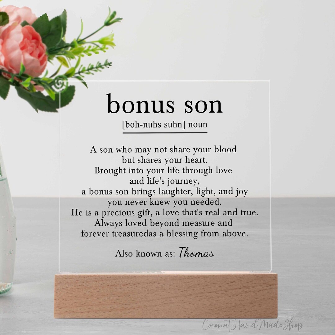 Personalized Bonus Son Acrylic Plaque, Custom Plaque Gift for Bonus Son ...