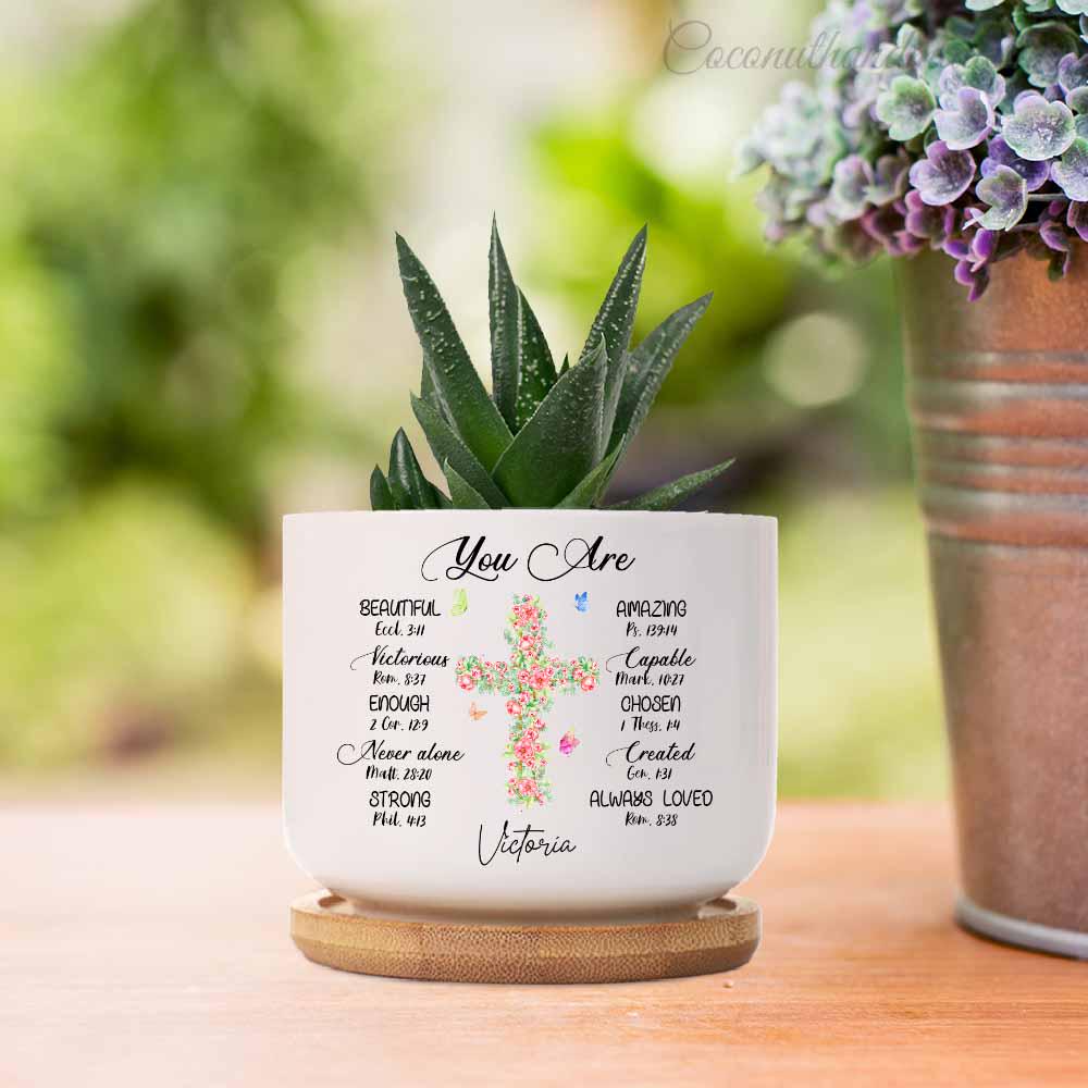Custom Bible Verse Plant Pot Gift With Name, Inspirational Bible Verse ...