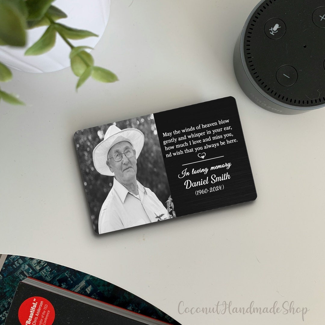 Personalized Memorial Wallet Insert Card, Remembrance Keepsake, Loss ...