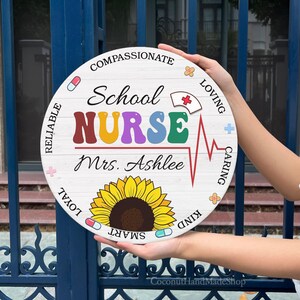 Personalized School Nurse Door Sign, School Nurse Door Hanger, Gift for ...