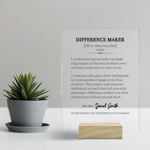 Personalized Plaque for Difference Maker, Difference Maker Gift From ...