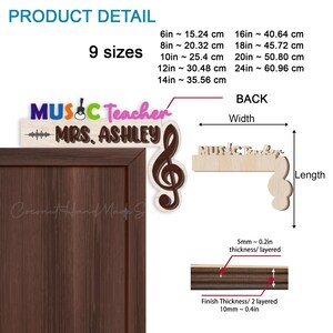 Music Teacher Door Frame Sign, Personalized 3D Frame for Music Teacher ...