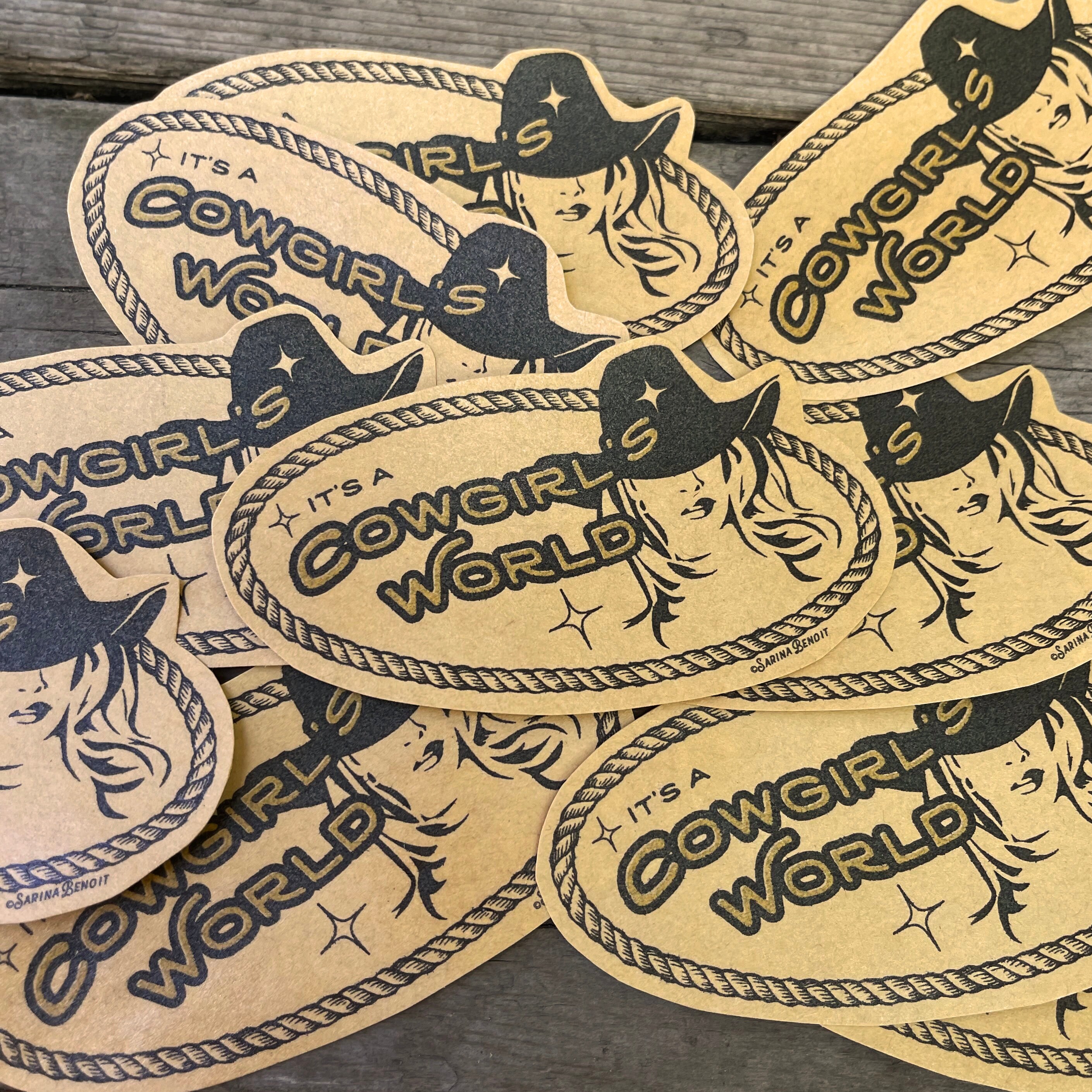 Retro Cowgirl's World Sticker — Sarina Benoit