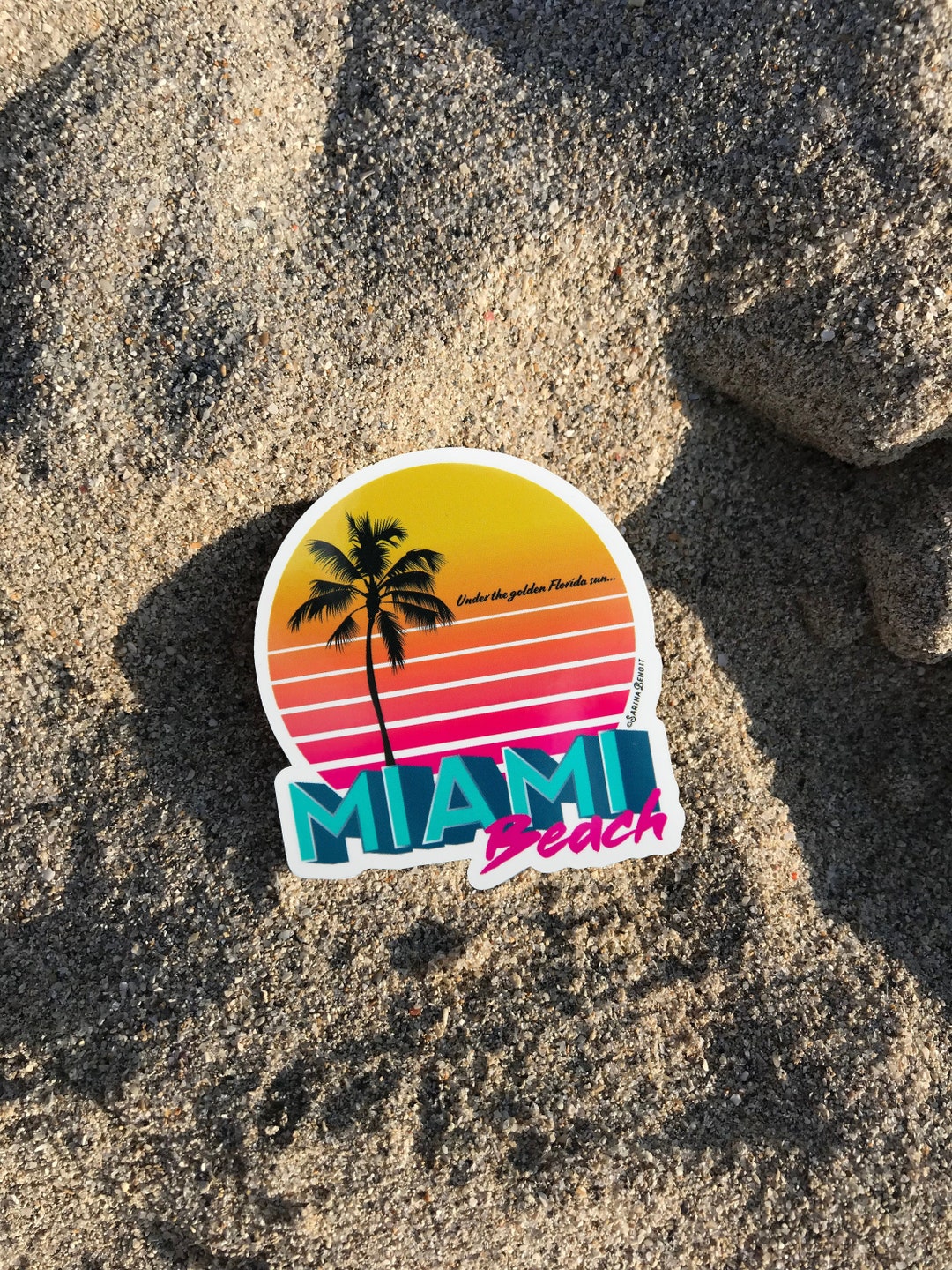 Retro Miami Beach Vinyl Sticker: Waterproof Travel Decal - Etsy