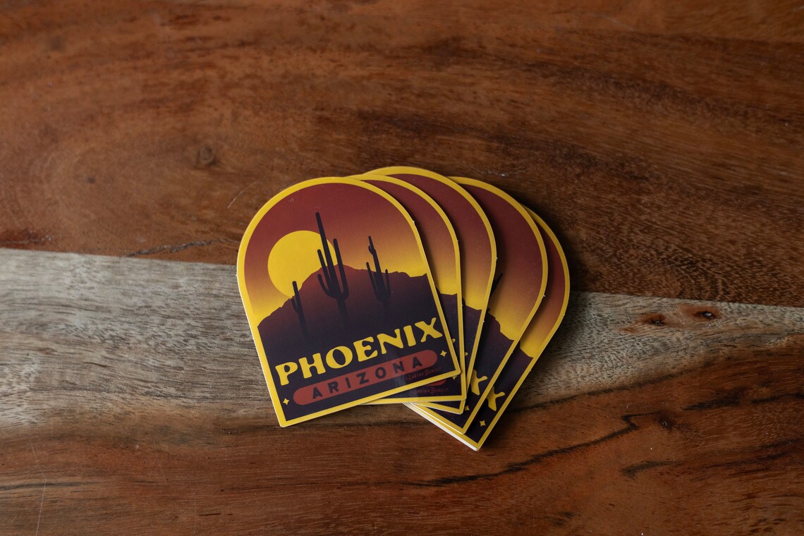 Phoenix Arizona Sticker: Retro Desert Scene, Waterproof Vinyl - Etsy