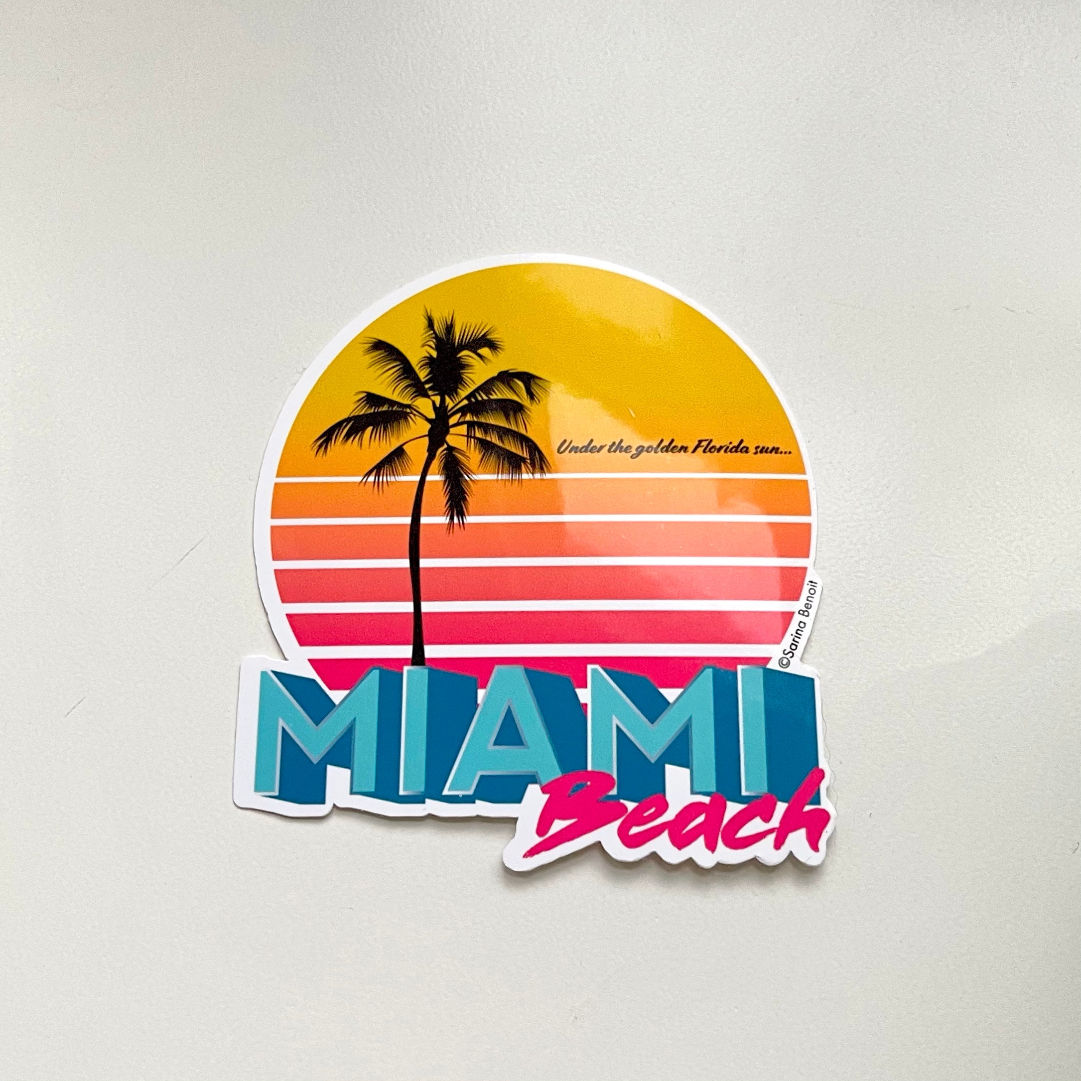 Retro Miami Beach Vinyl Waterproof Sticker | Etsy