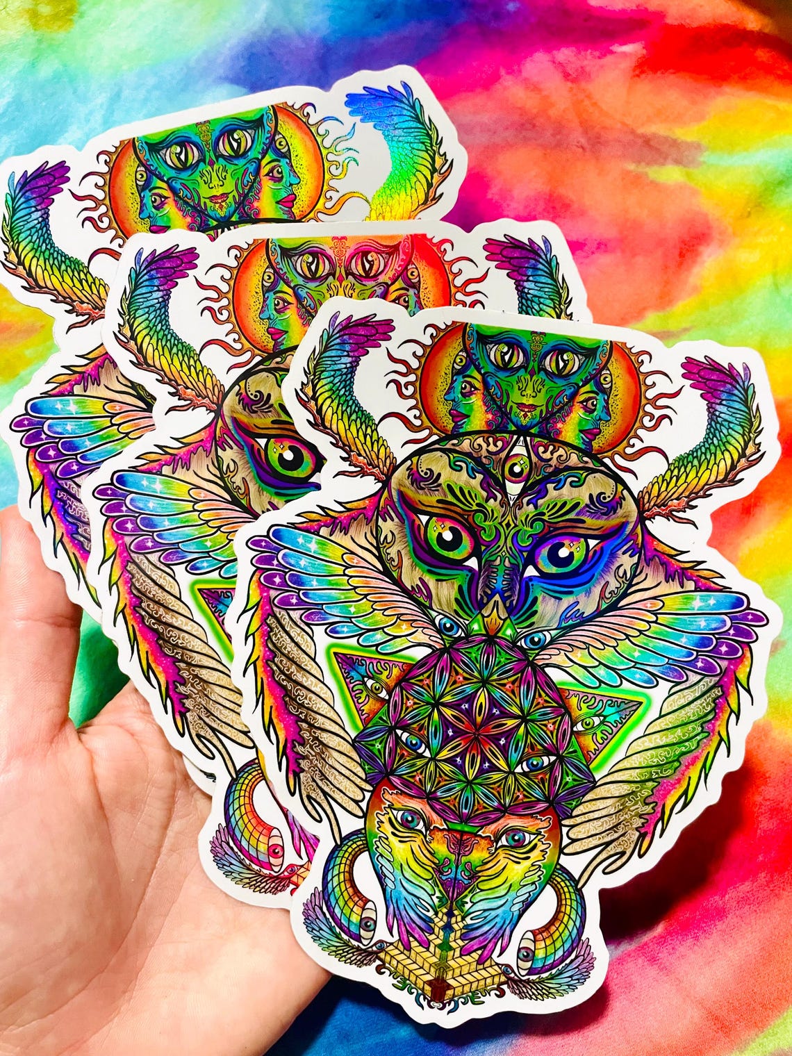 Psychedelic Owl Seraphim Sticker - Etsy