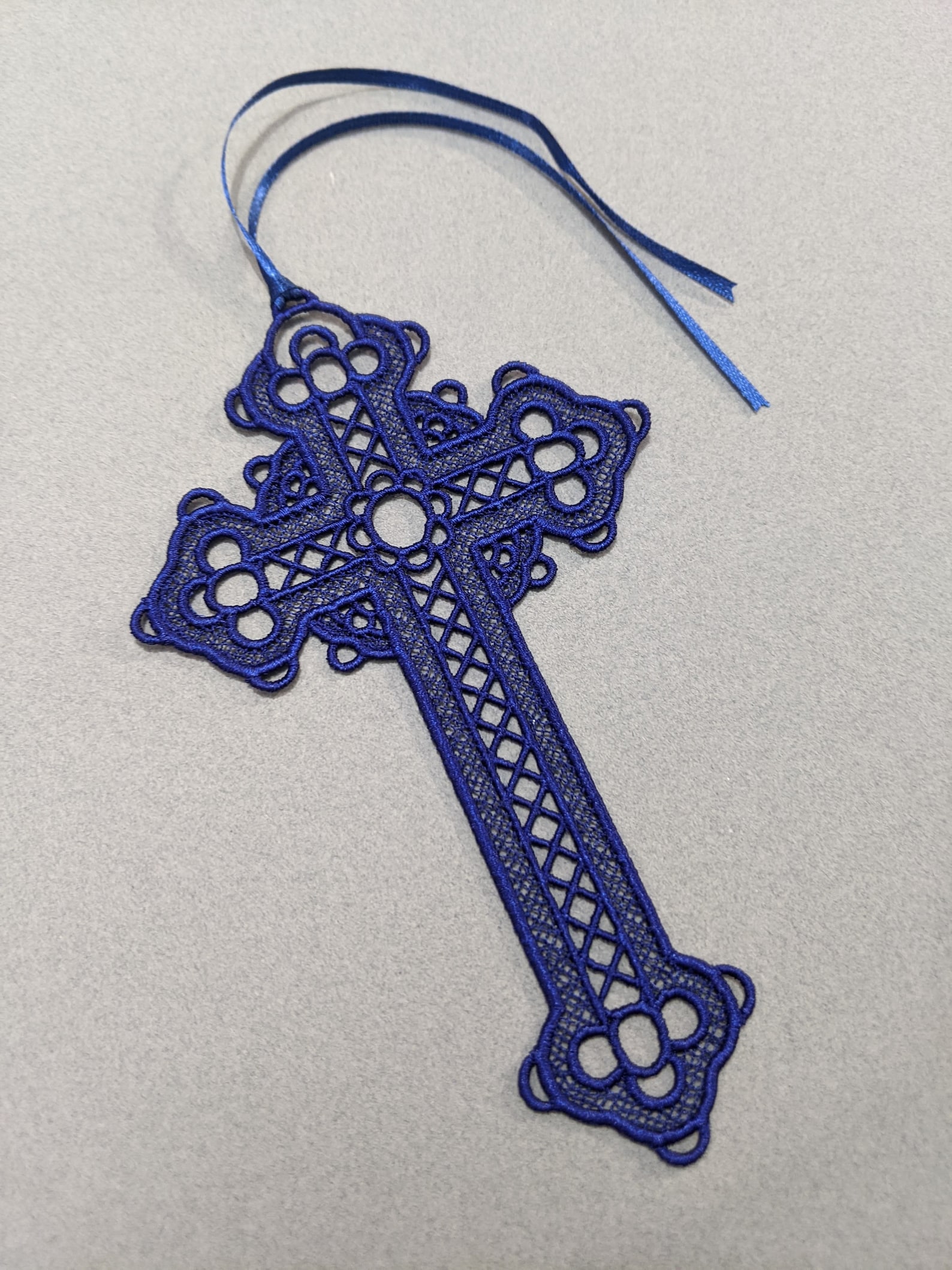 Dark Blue Cross Lace Embroidered Bible Bookmark Cross - Etsy