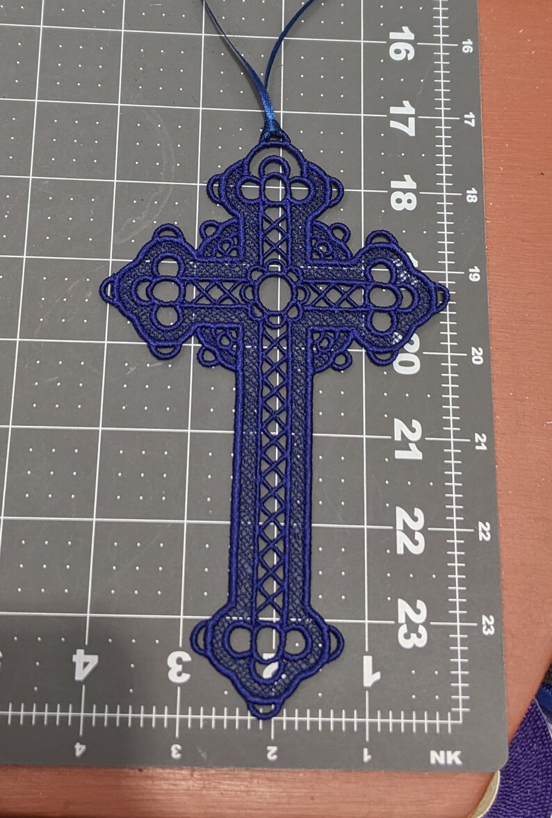 Dark Blue Cross Lace Embroidered Bible Bookmark Cross - Etsy