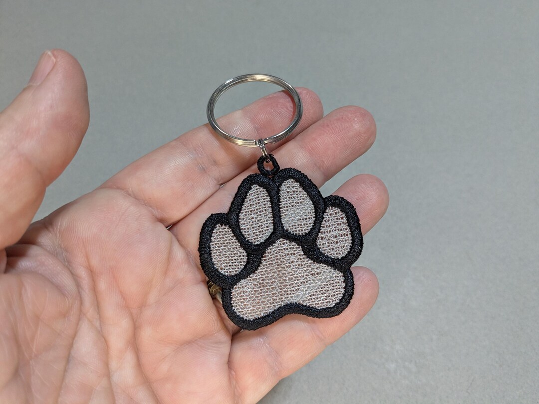 Paw Print Keychain: Embroidered Lace Key Ring, Dog Lover Gift - Etsy