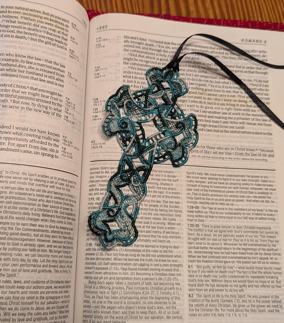 Embroidered Lacy Cross Bookmark: Fancy Stitched Christian Ornament - Etsy