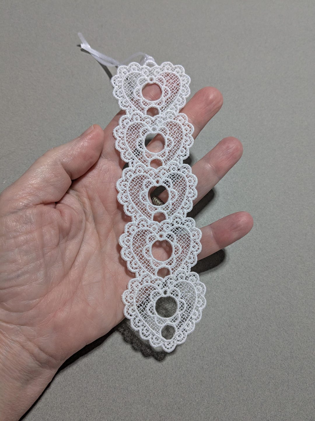 Embroidered Lace Heart Bookmark: White Gift Tag - Etsy