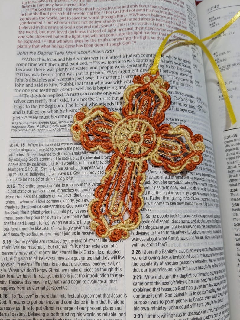 Embroidered Lace Cross Bookmark: Choose Your Color, Ornament Charm - Etsy