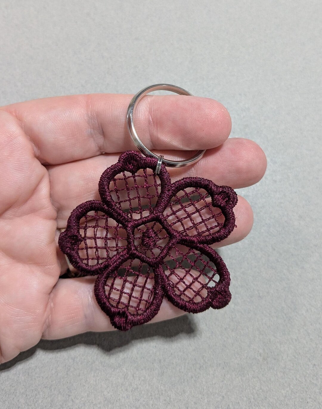 Hibiscus Keychain, Choose Your Color: Embroidered Lace Flower Purse ...