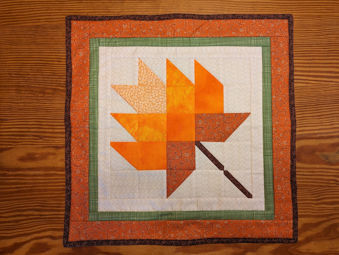 Maple Leaf Table Topper | Fall Dresser Top | Quilted Table Cover | Table Decoration | Autumn ...