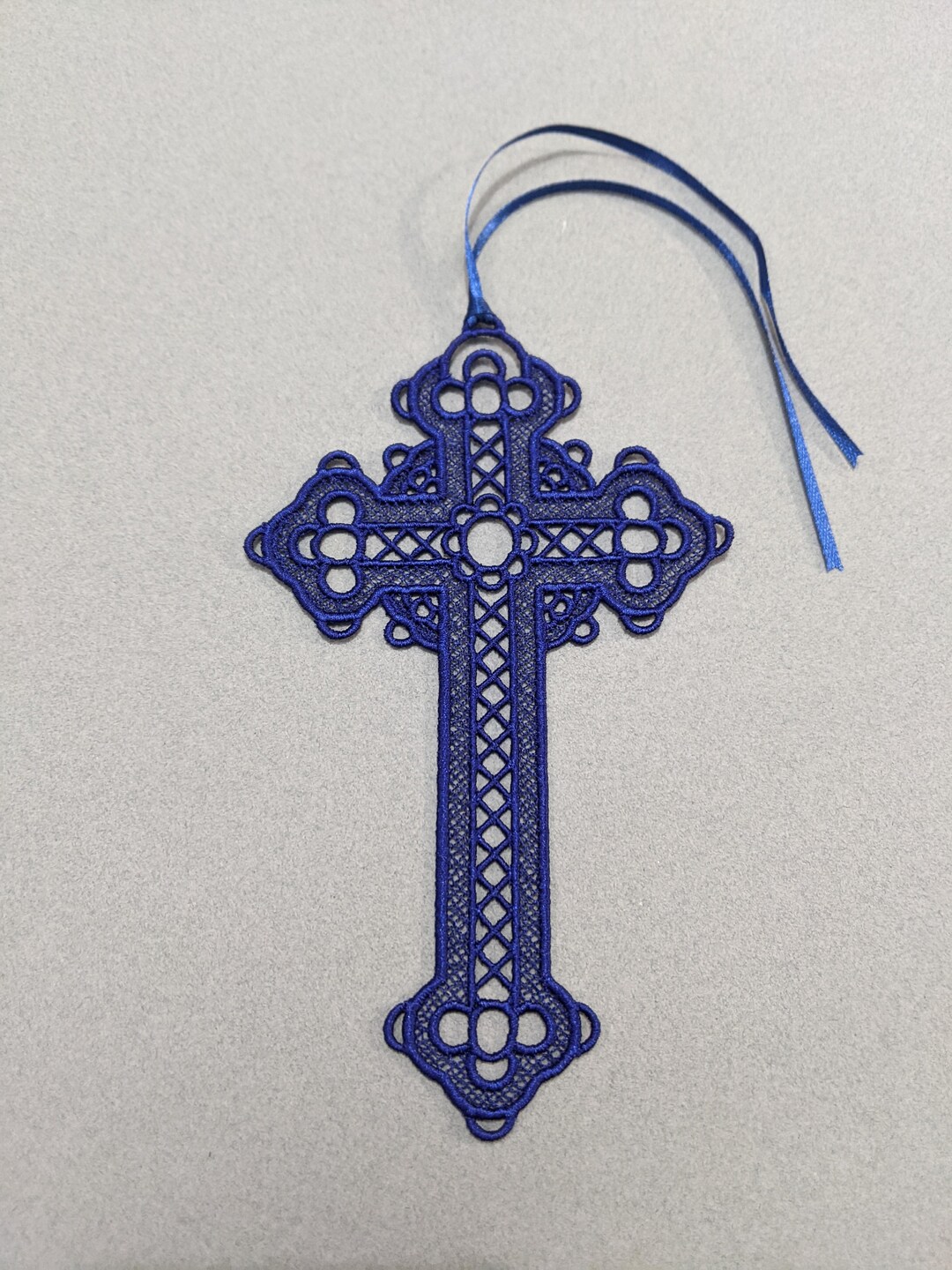 Dark Blue Cross Lace Embroidered Bible Bookmark Cross - Etsy