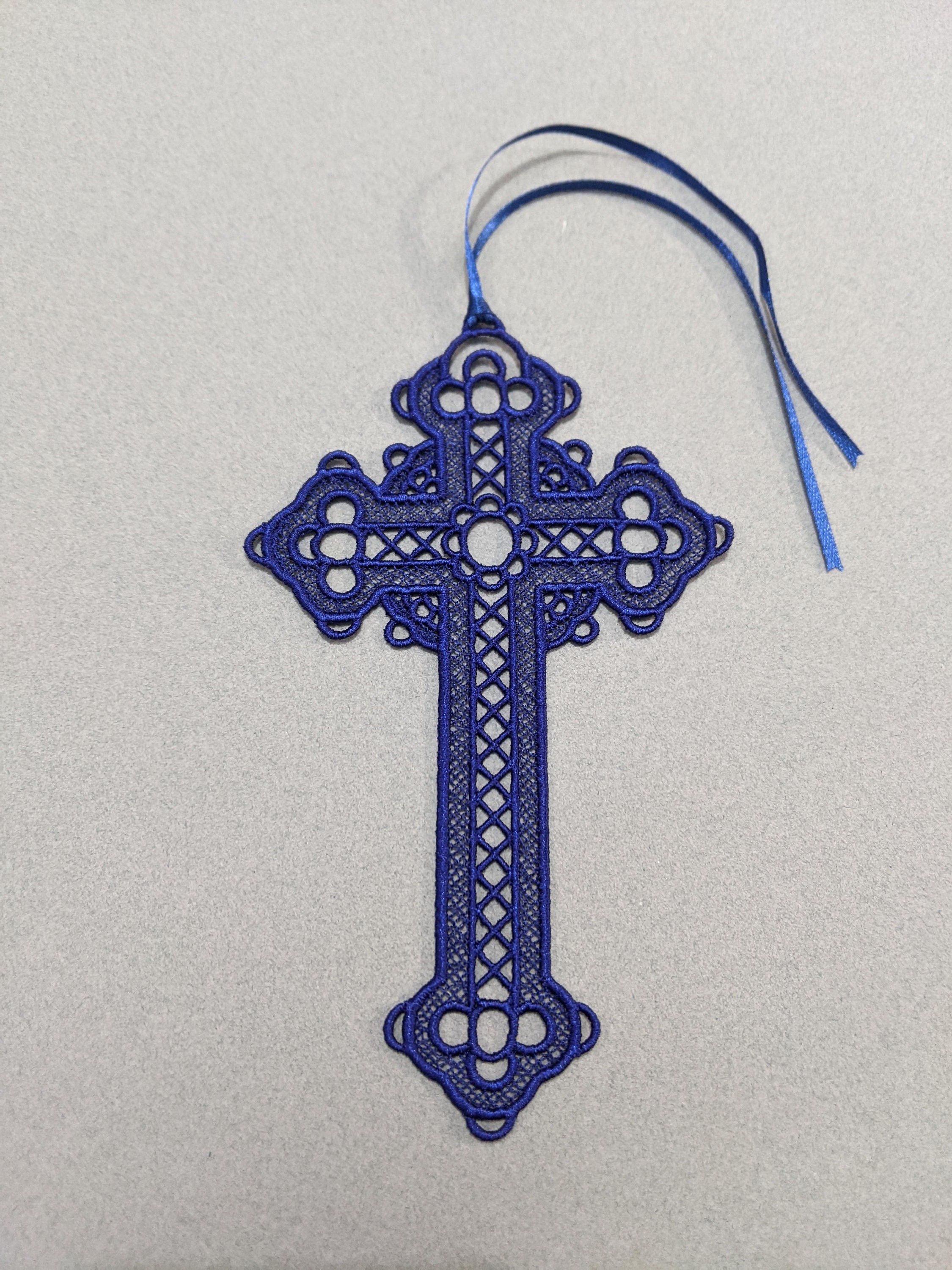 Dark Blue Cross Lace Embroidered Bible Bookmark Cross Ornament Cross ...