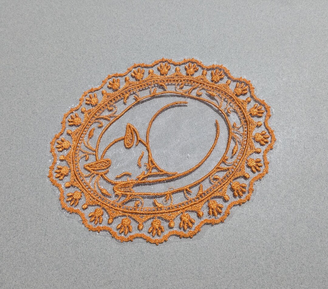 Embroidered Tabby Cat Doily: Orange Lace Organza Applique - Etsy