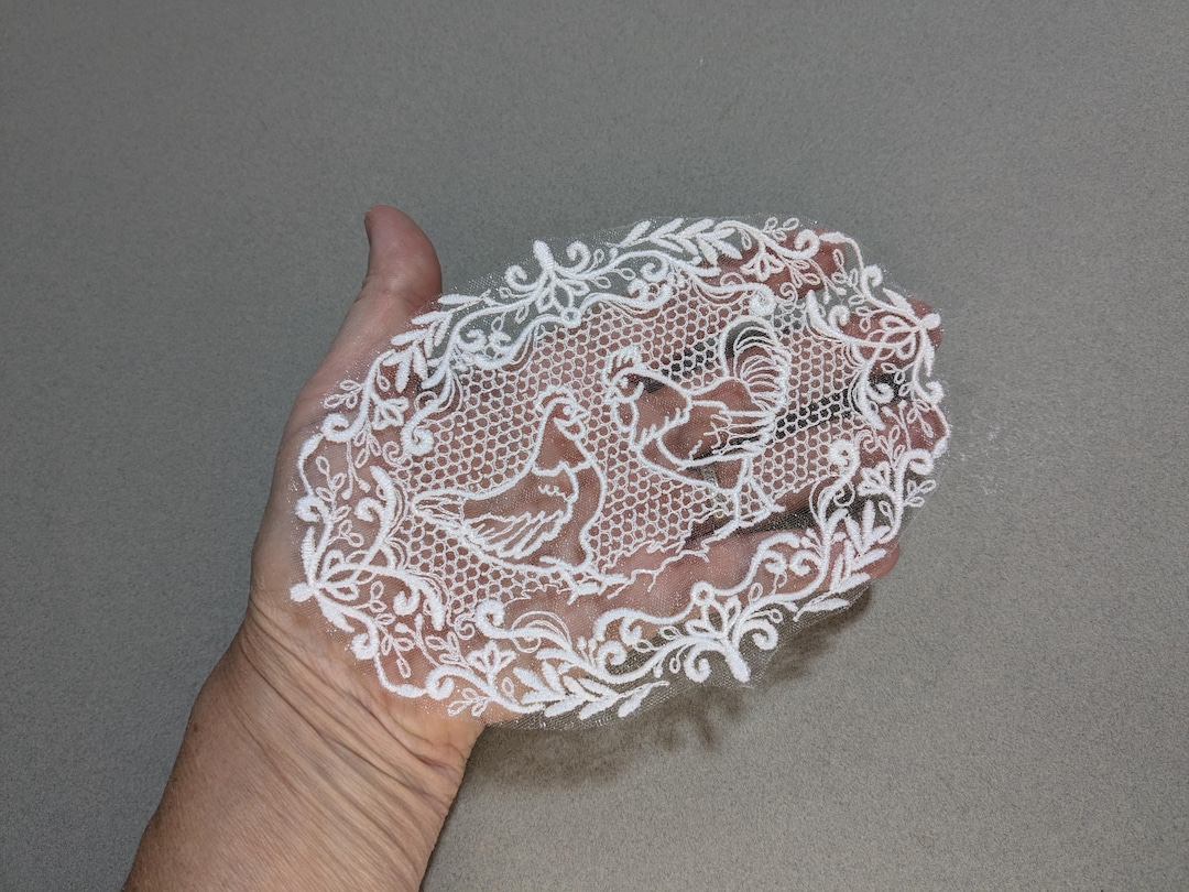 Embroidered Chicken Filigree Doily: Lacy Farm Ornament, Coaster - Etsy