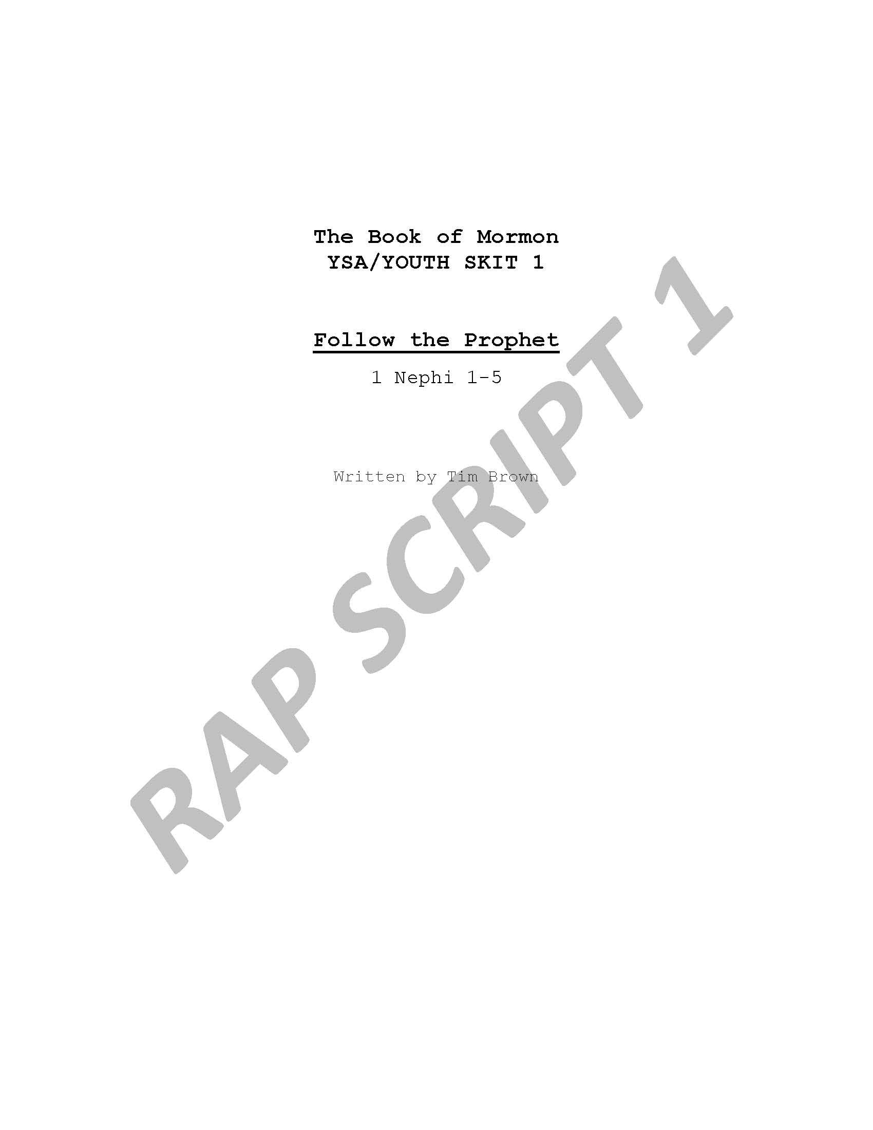 Rap Script for Ysa/youth the Book of Mormon 1 Nephi 1-5 - Etsy